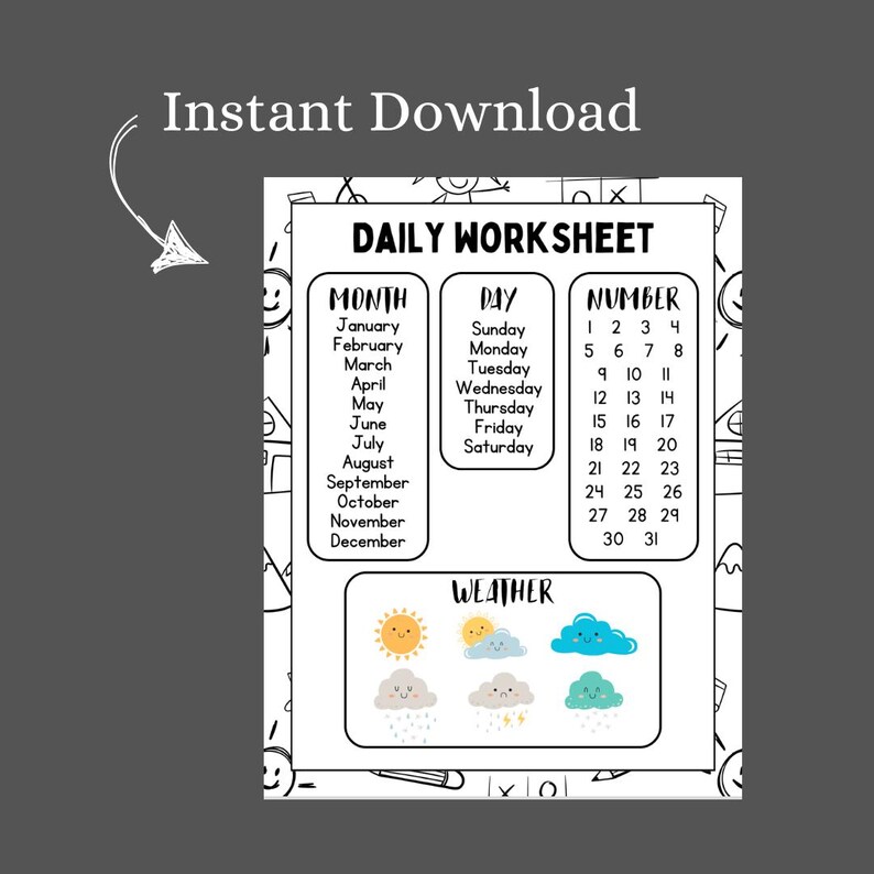 Daily Learning Worksheet | Kids Printable Morning Worksheet ...