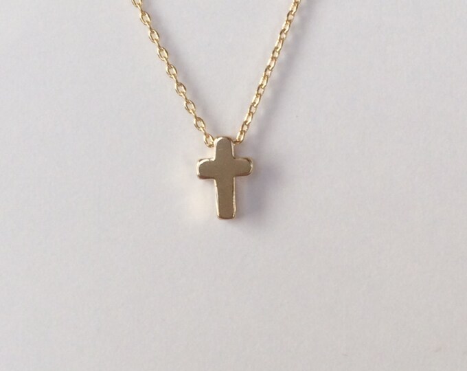 Tiny Gold Cross Necklace...small Cross Necklace...bridal Party Jewelry ...