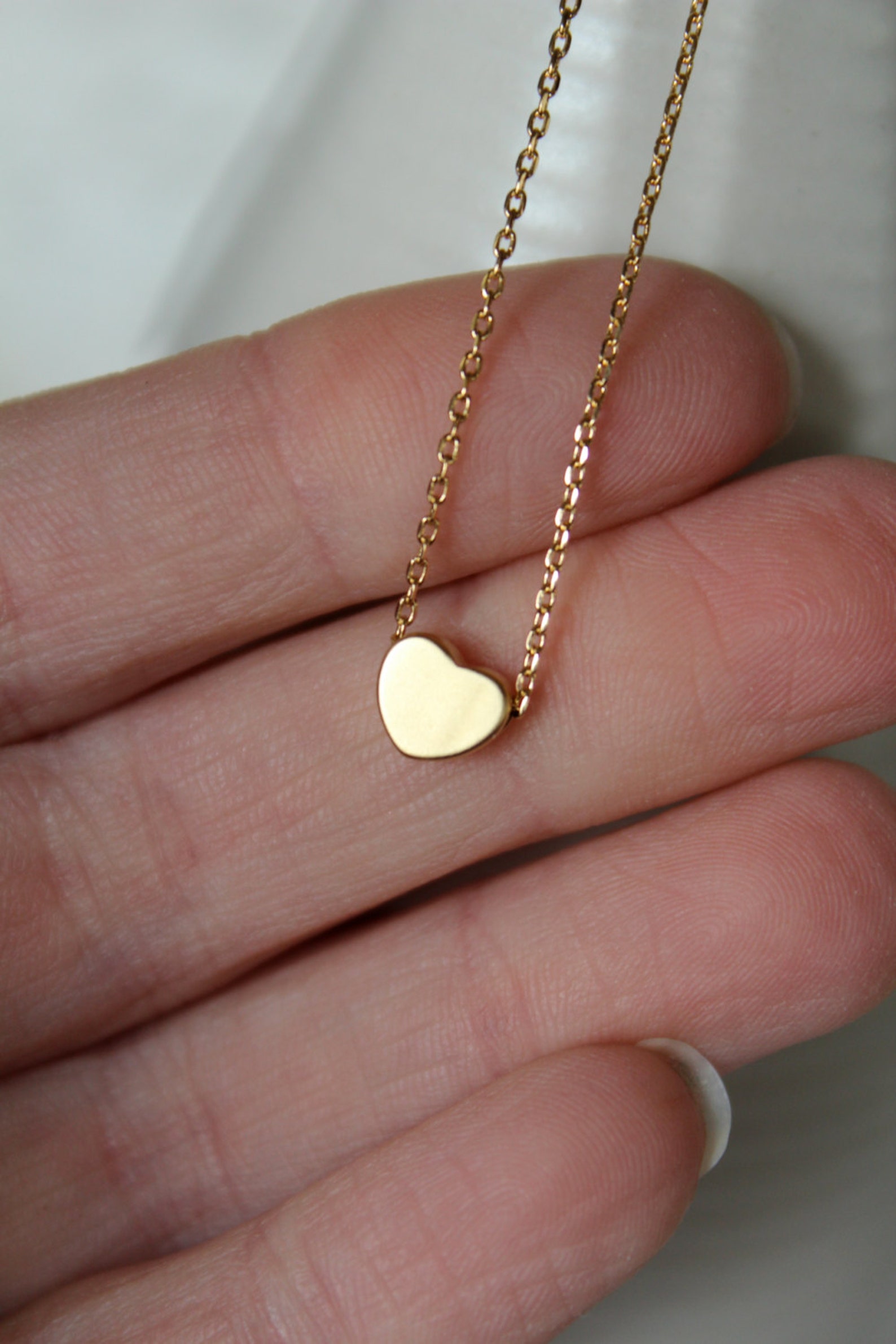 Tiny Gold Cursive Letter and Heart Necklace..gold Sweetheart | Etsy