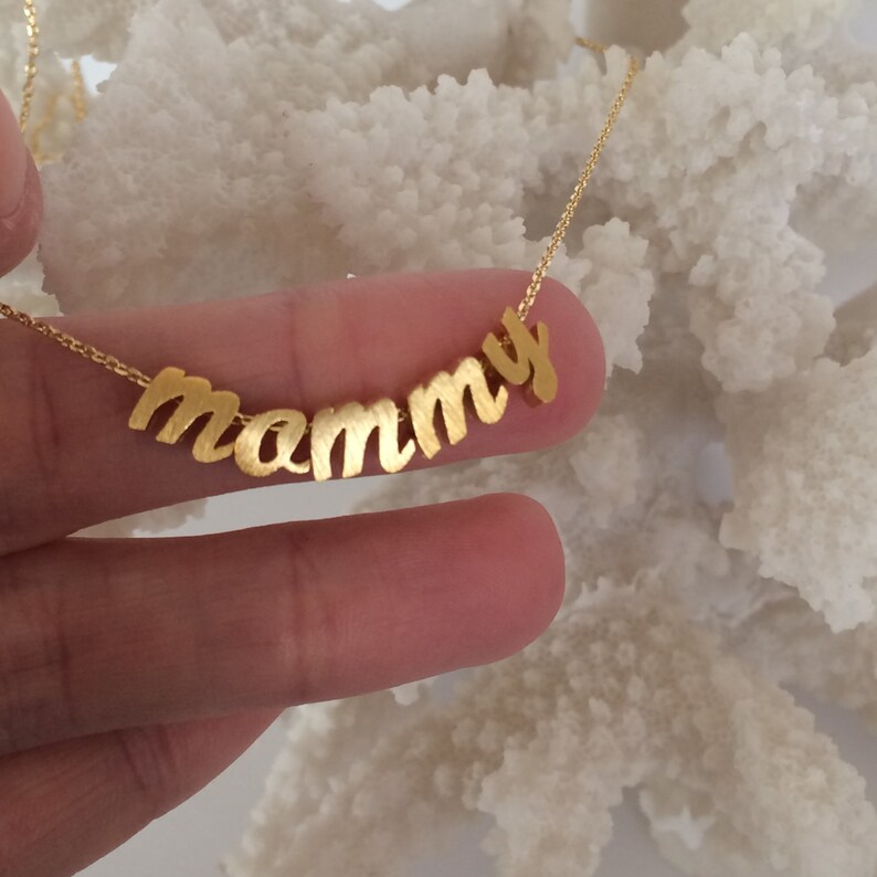 Tiny Gold Cursive Mama ..gold Script Necklace...love Necklace - Etsy