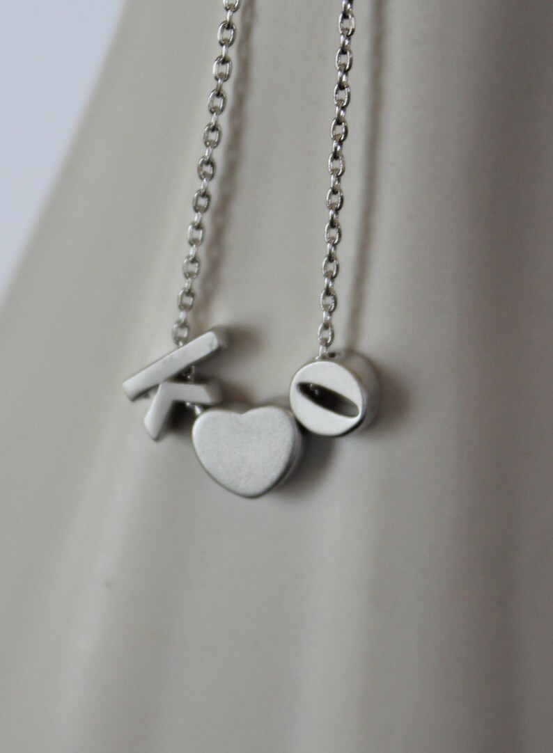 Tiny Silver Lower Case Initial and Silver Heart - Etsy