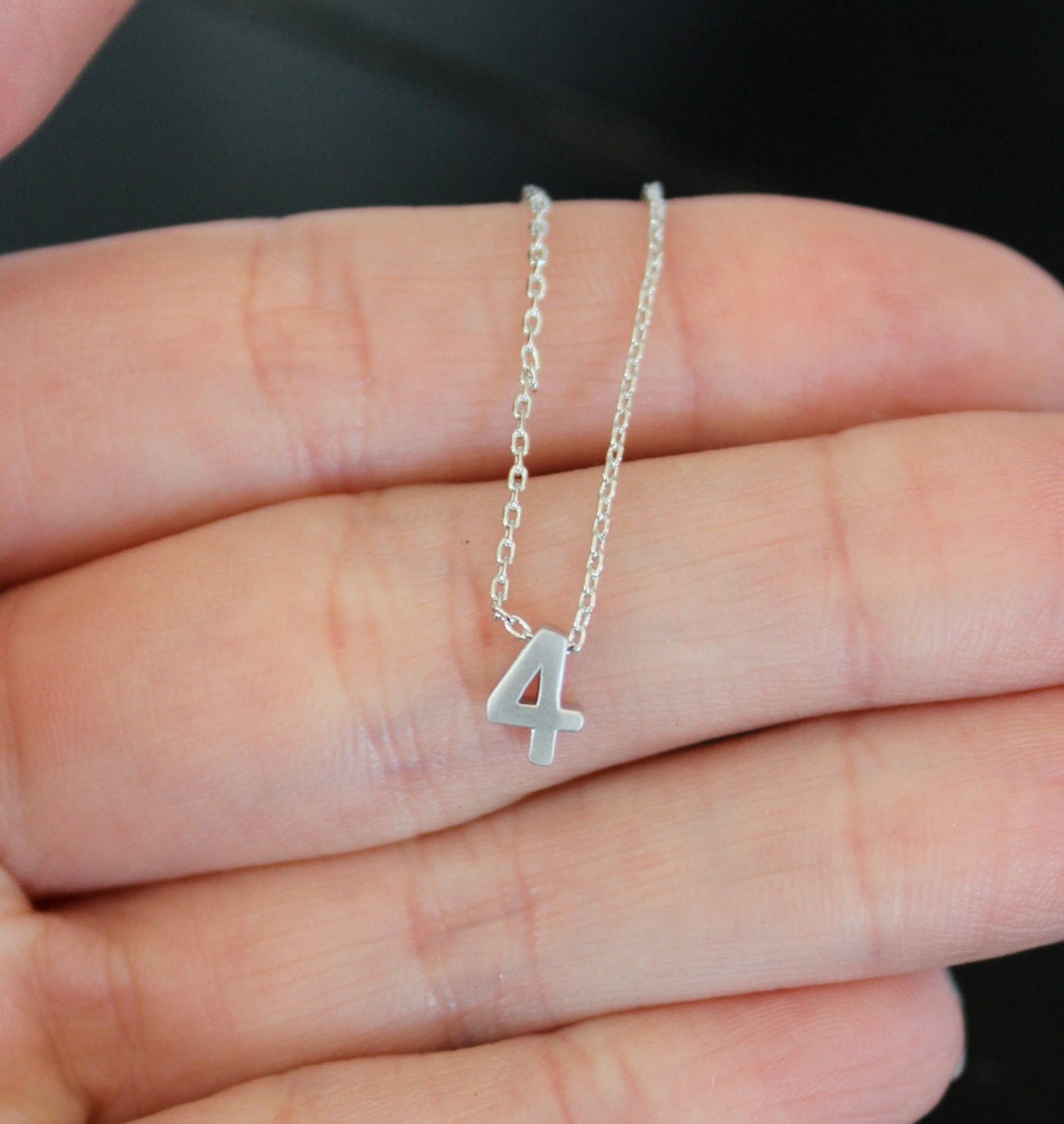 Tiny Silver Number Necklace...small Number Necklace...monogram - Etsy