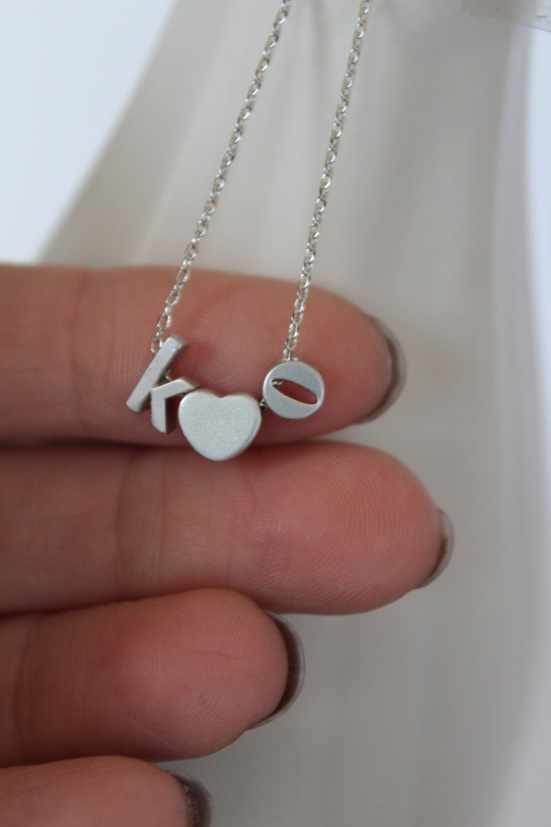 Tiny Silver Lower Case Initial and Silver Heart - Etsy