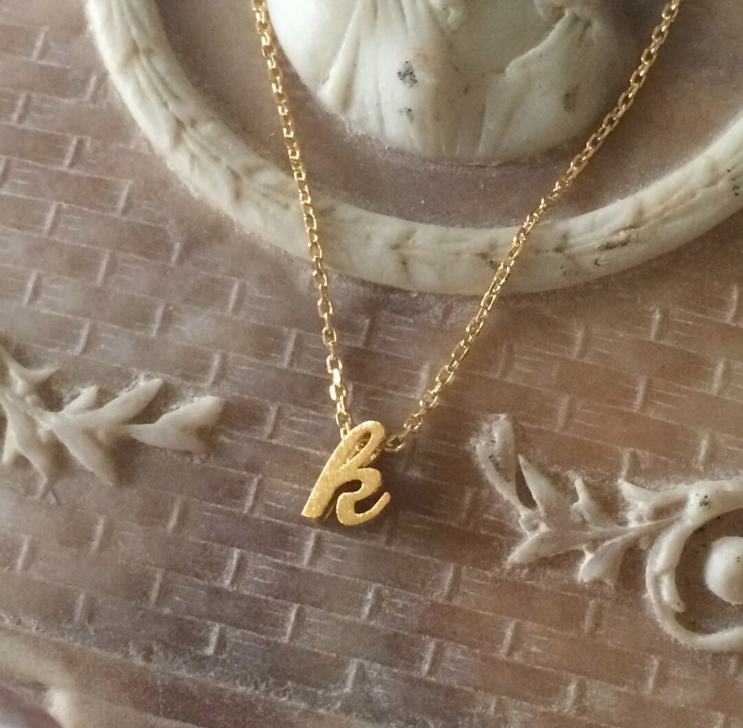 Sale Tiny Gold Cursive Letter Necklace...gold Script Initial Necklace ...
