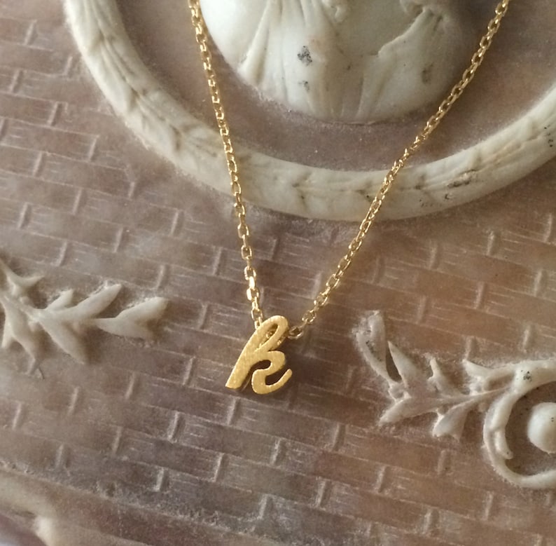 Sale Tiny Gold Cursive Letter Necklace...gold Script Initial - Etsy