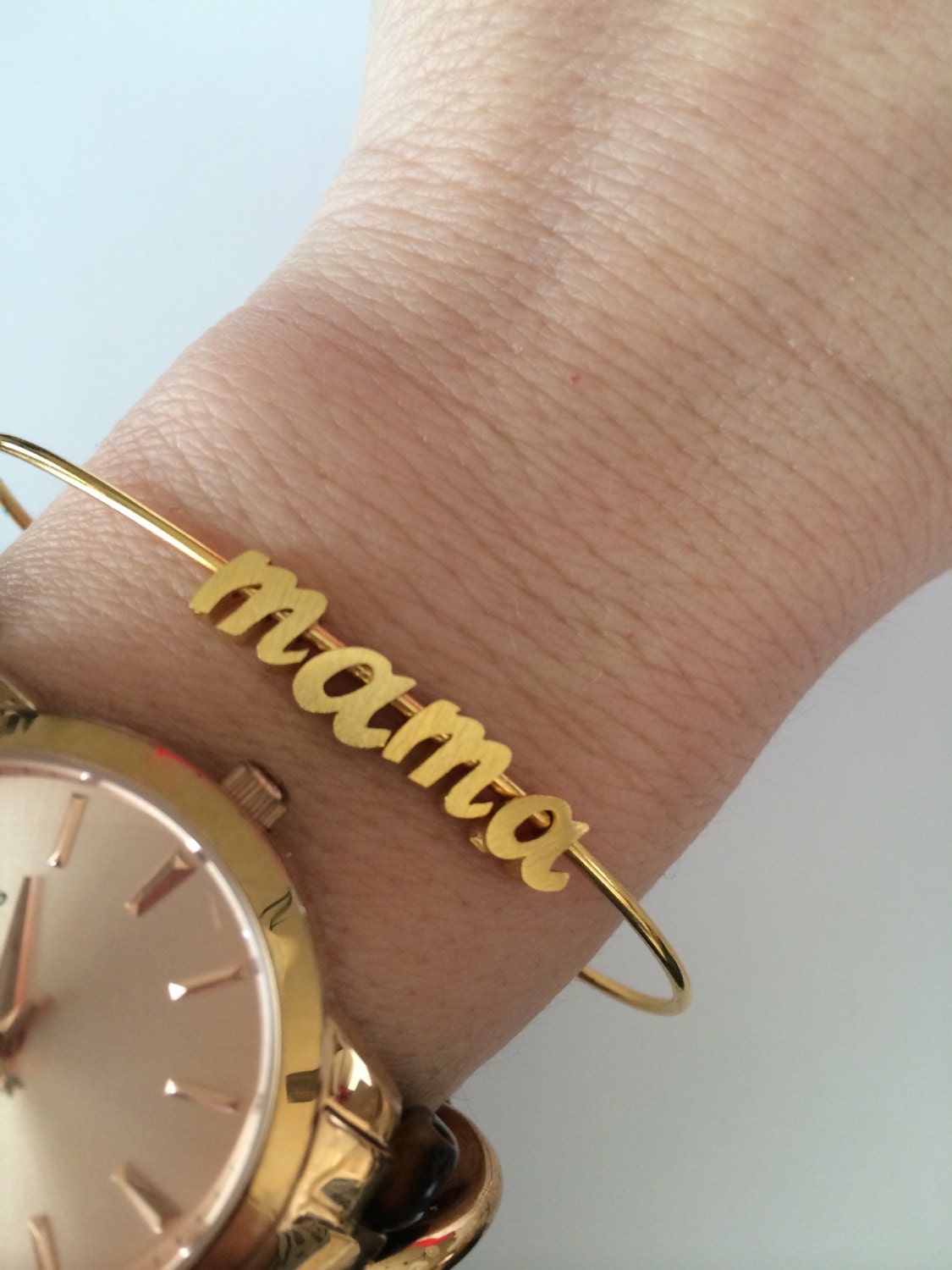 Tiny Gold Script Bangle…gold Cursive Letter Bracelet. Silver Small ...