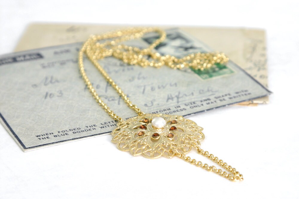 Long Filigree Necklace Gold Long Pendant Necklace Jewelry - Etsy