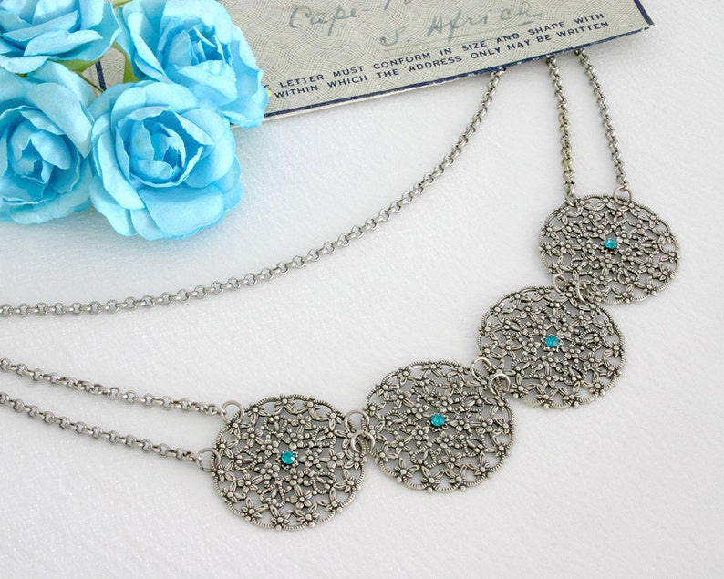 Silver Statement Necklace Bib Necklace Statement Silver Bib - Etsy