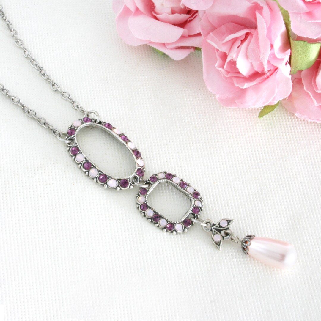 Long Purple Necklace, Long Necklace, Purple Necklace, Necklace Purple ...