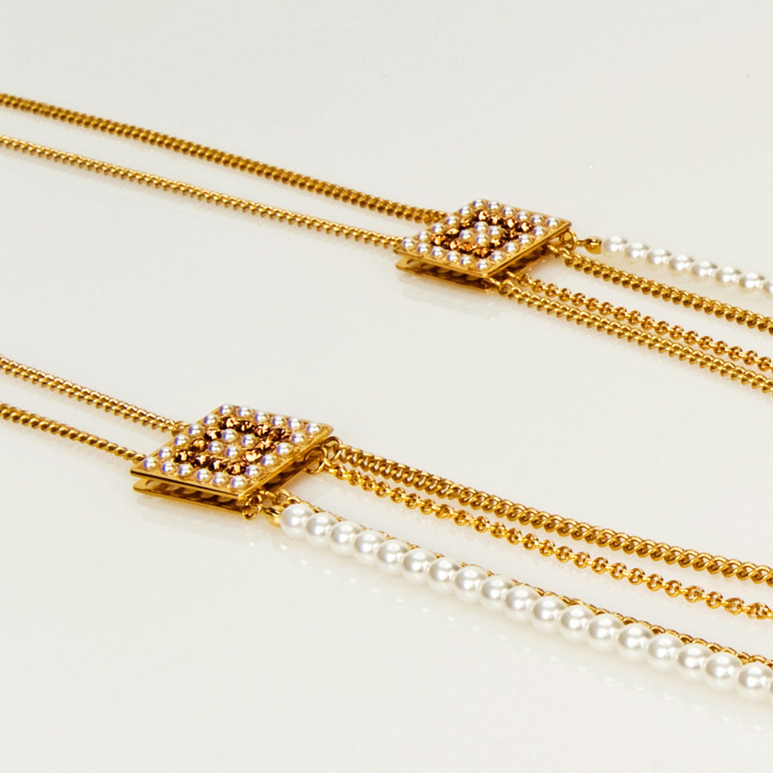 Gold Long Layer Necklace, Gold Multistrand Necklace, Luxury Jewelry ...