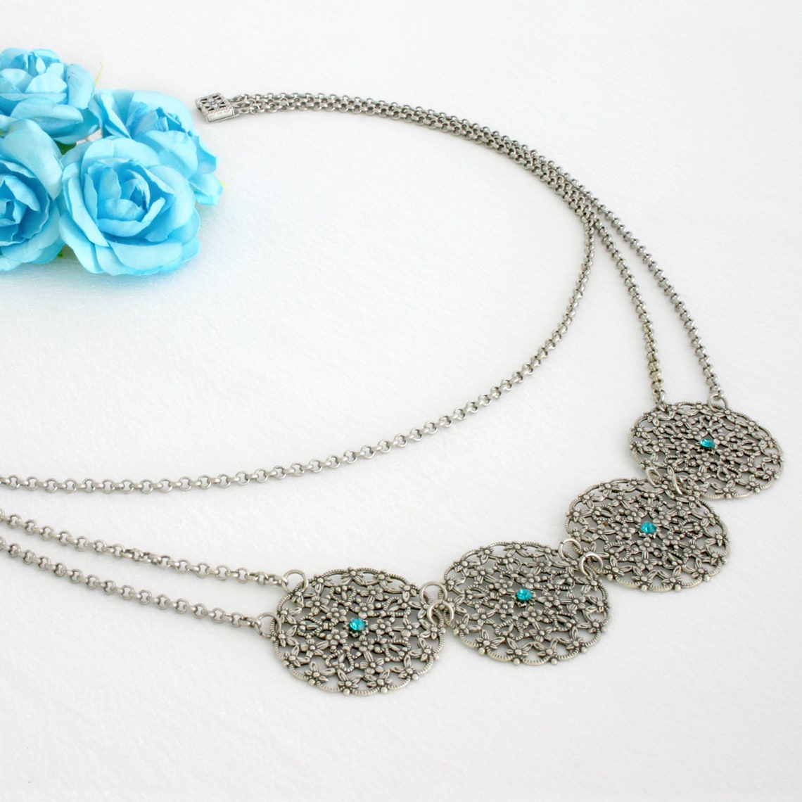 Silver Statement Necklace Bib Necklace Statement Silver Bib - Etsy