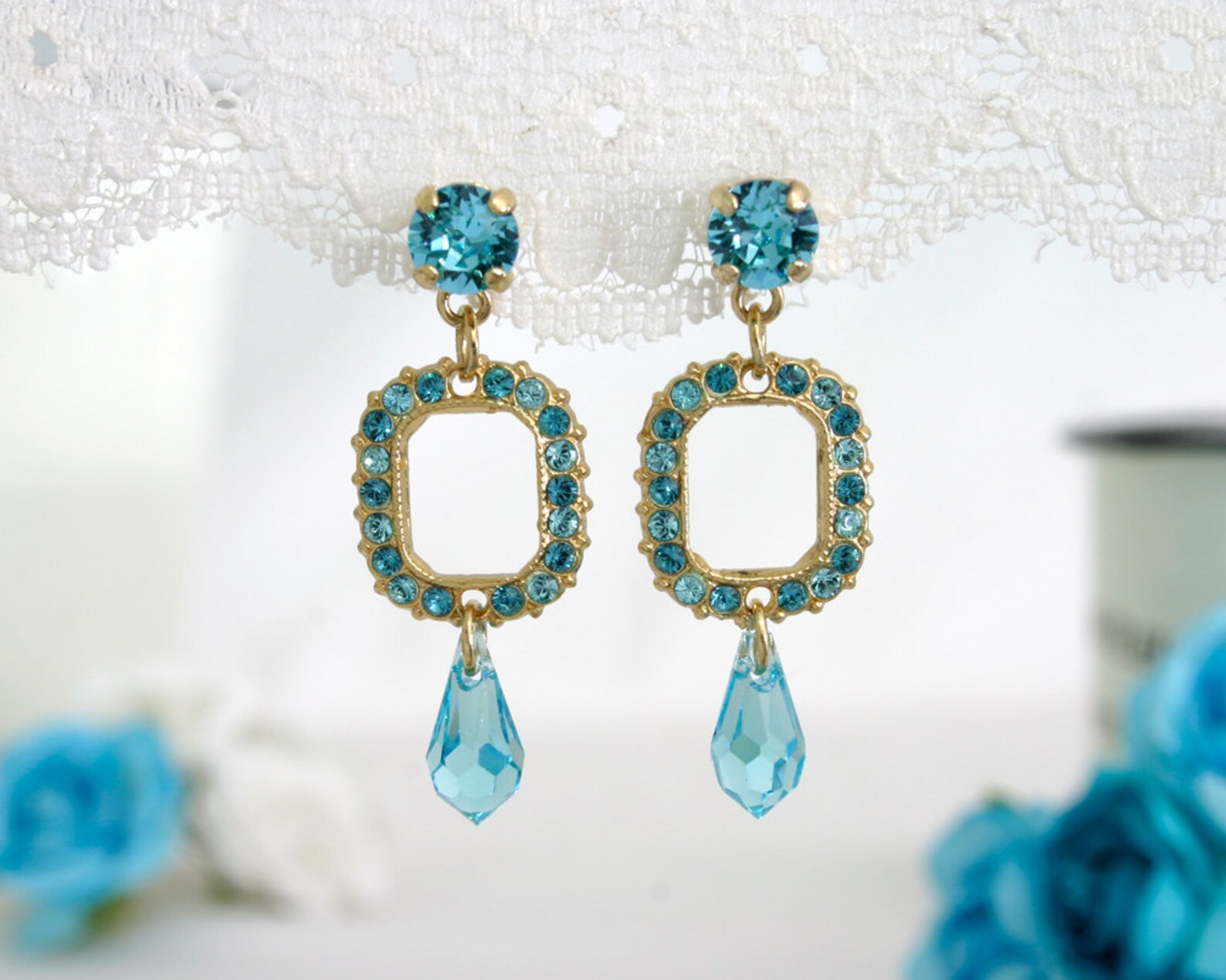 Mother of the Bride Earrings Bridal Party Earrings Blue - Etsy