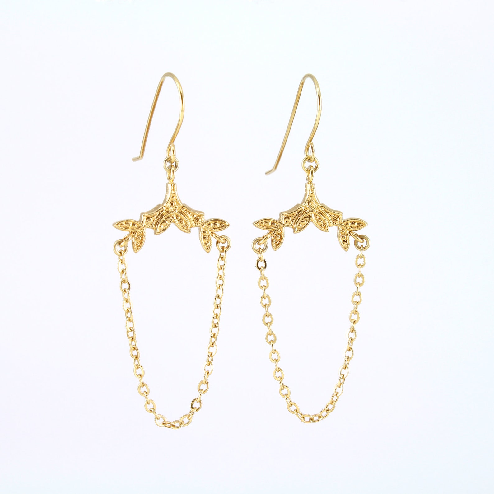 Long Gold Dangle Earring, Boho Bridal Earring - Etsy