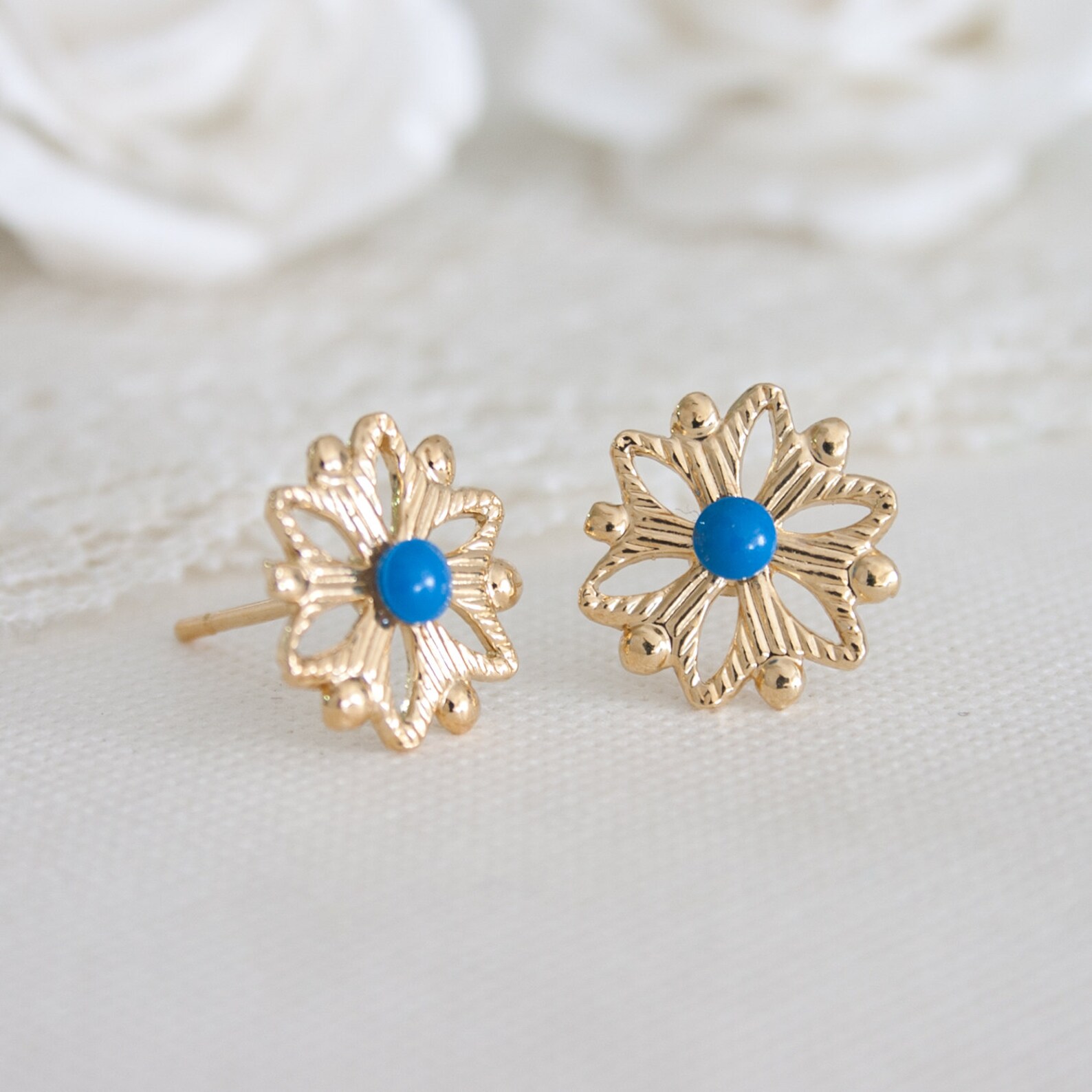 Blue Stud Earrings Blue Studs Blue Earrings Blue Earring - Etsy Israel