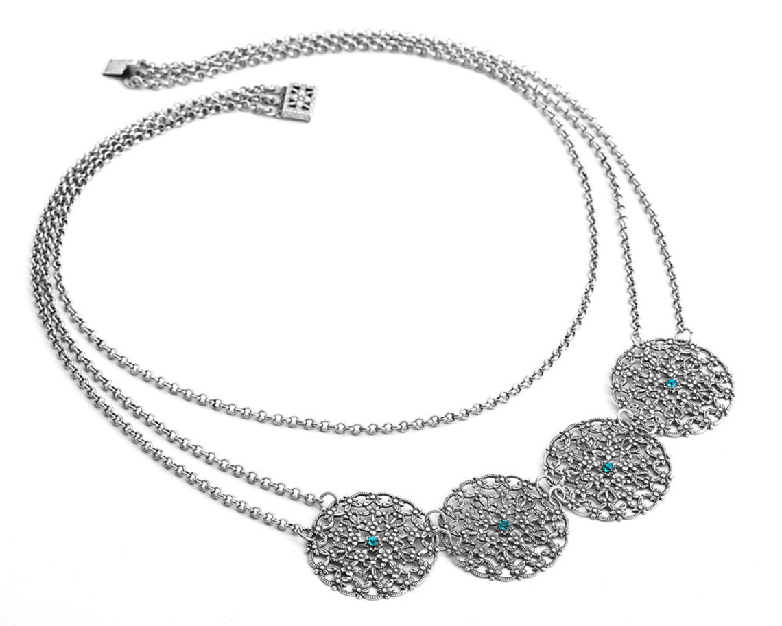 Silver Statement Necklace Bib Necklace Statement Silver Bib - Etsy