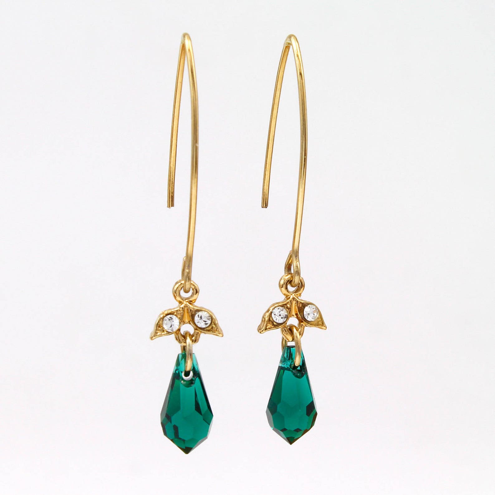 Emerald Earrings, Green Drop Earrings, Green Earrings, Emerald Drop ...