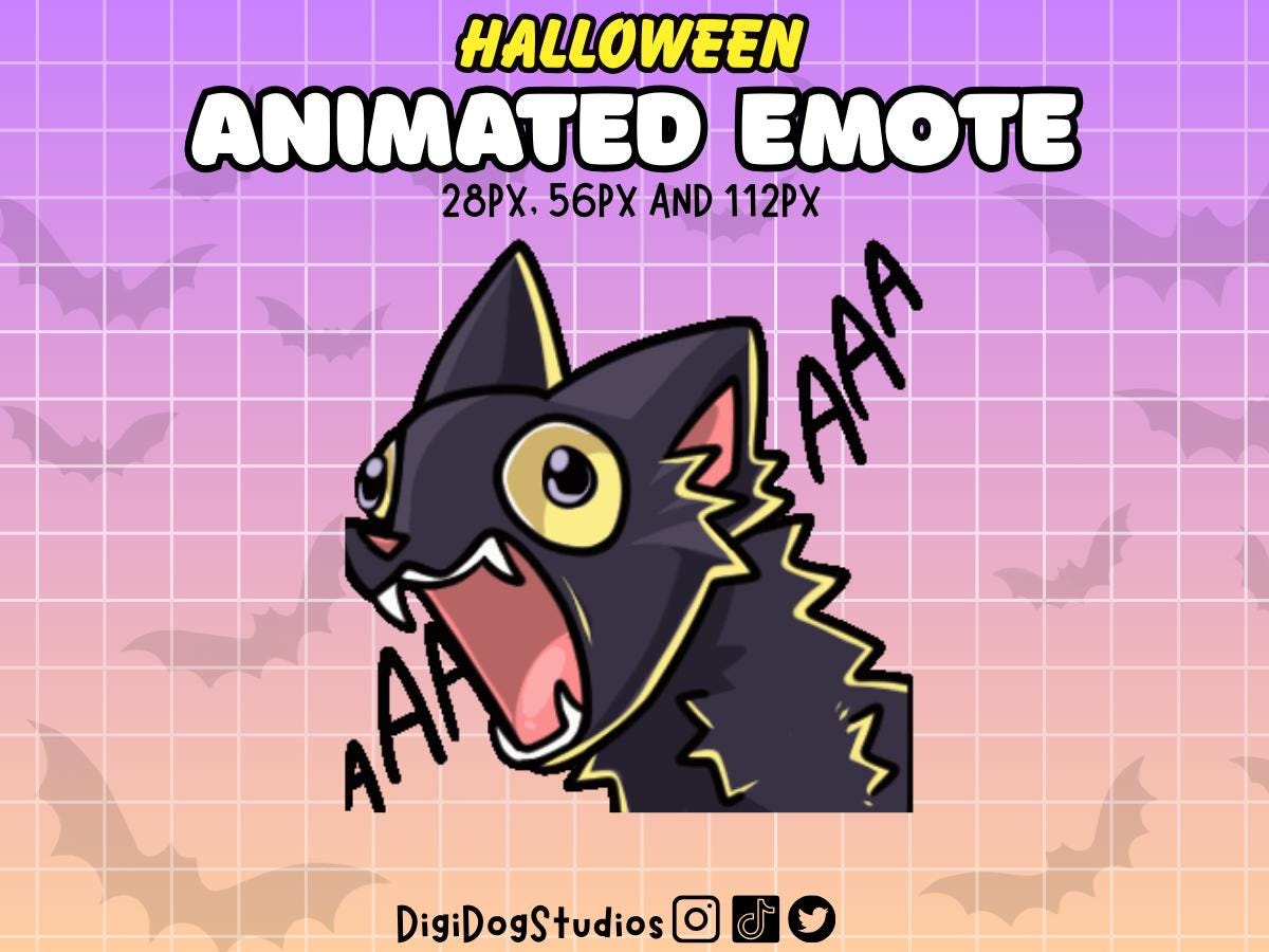 Halloween Black Cat Screaming Animated Emote | Twitch Alerts | for ...