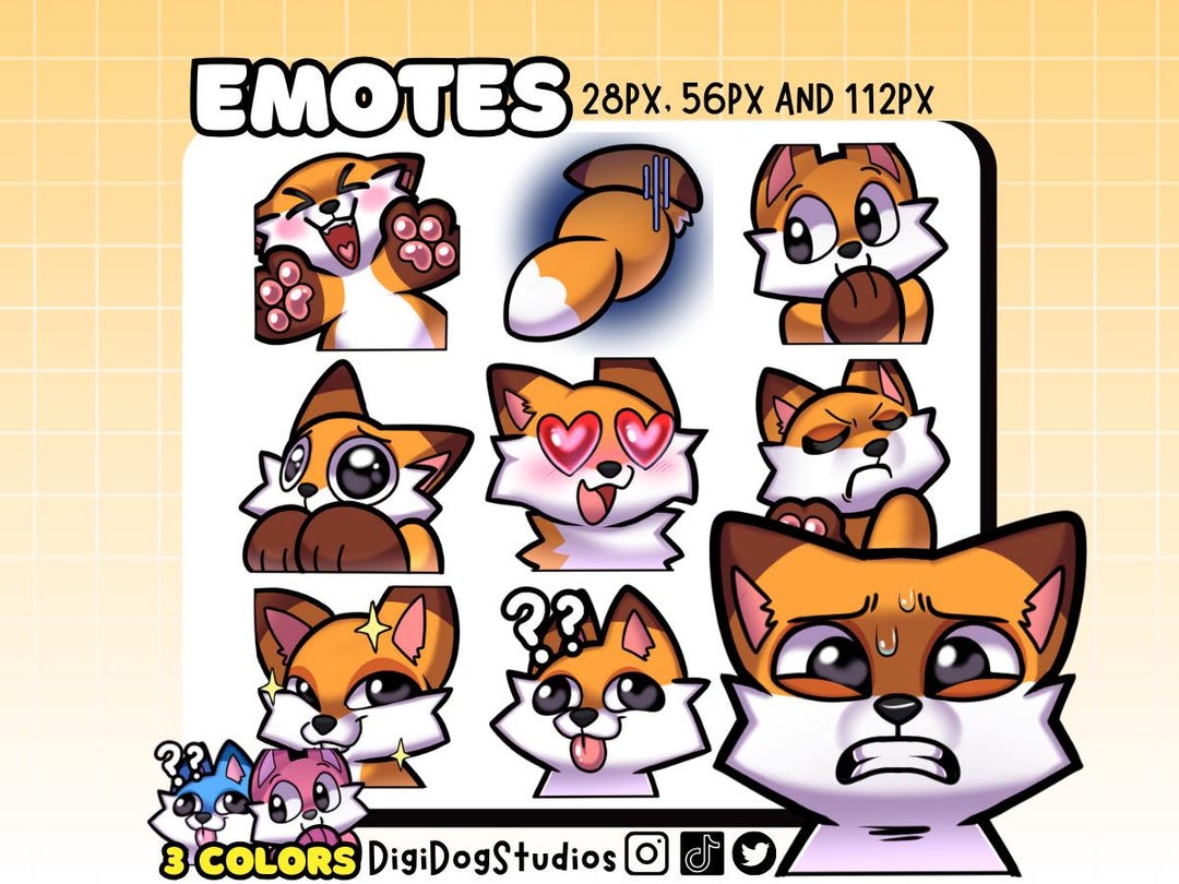 Fox Emotes Bundle | Cute Fox Twitch Emote | for Twitch, Youtube ...