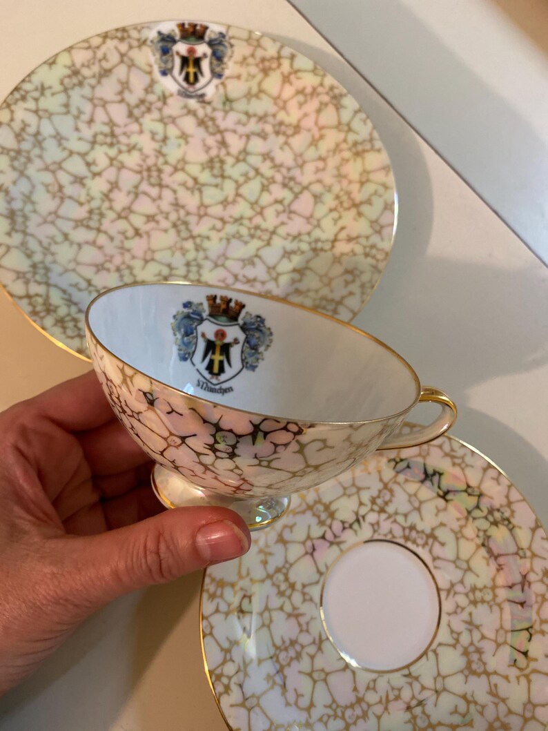 Vintage Luncheon Set, Souvenir Porcelain Tea Cup and Saucer With Plate ...