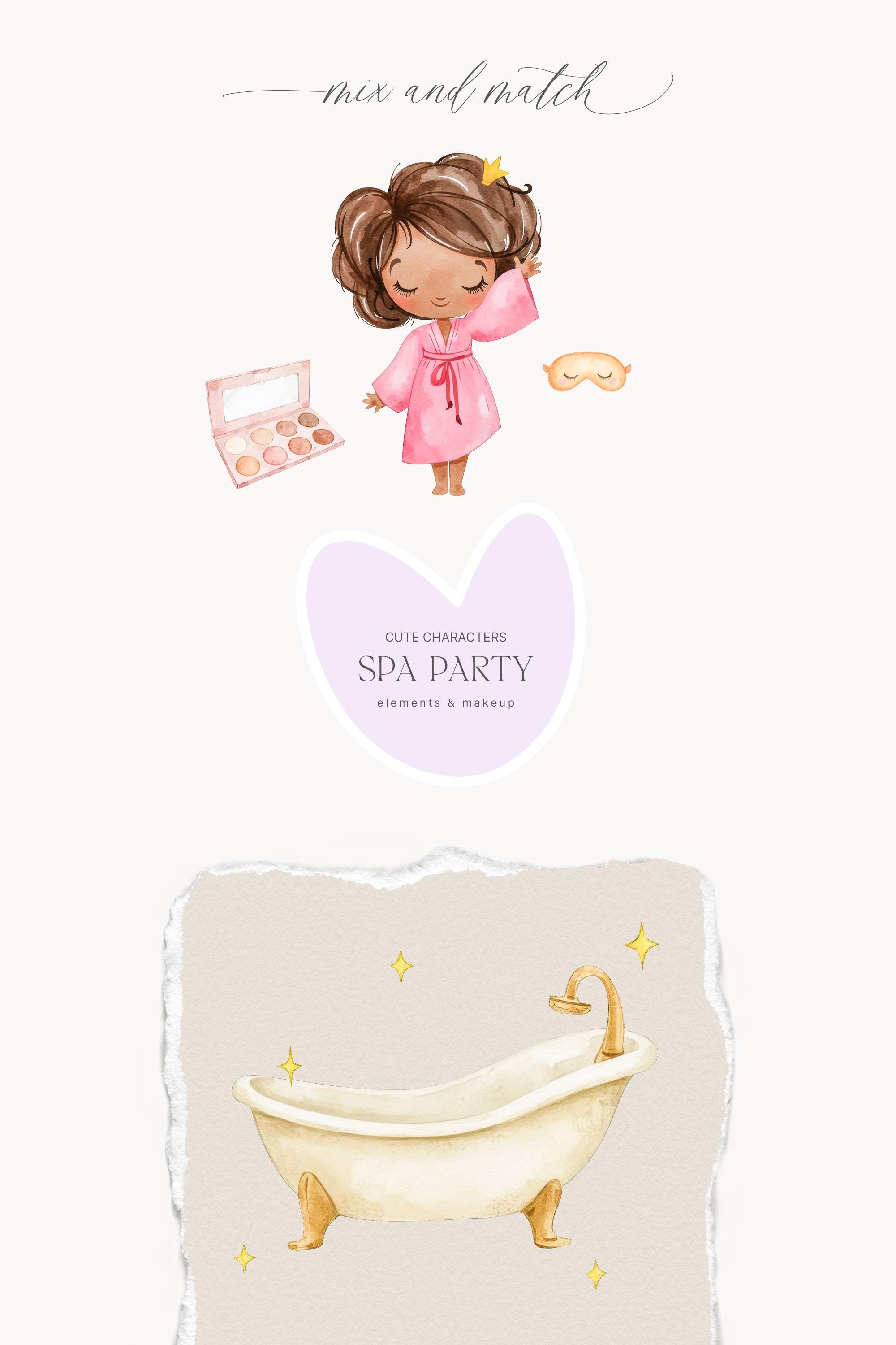 Cute Spa Party Watercolor Clipart - Spa Party - Girl Party Clipart ...