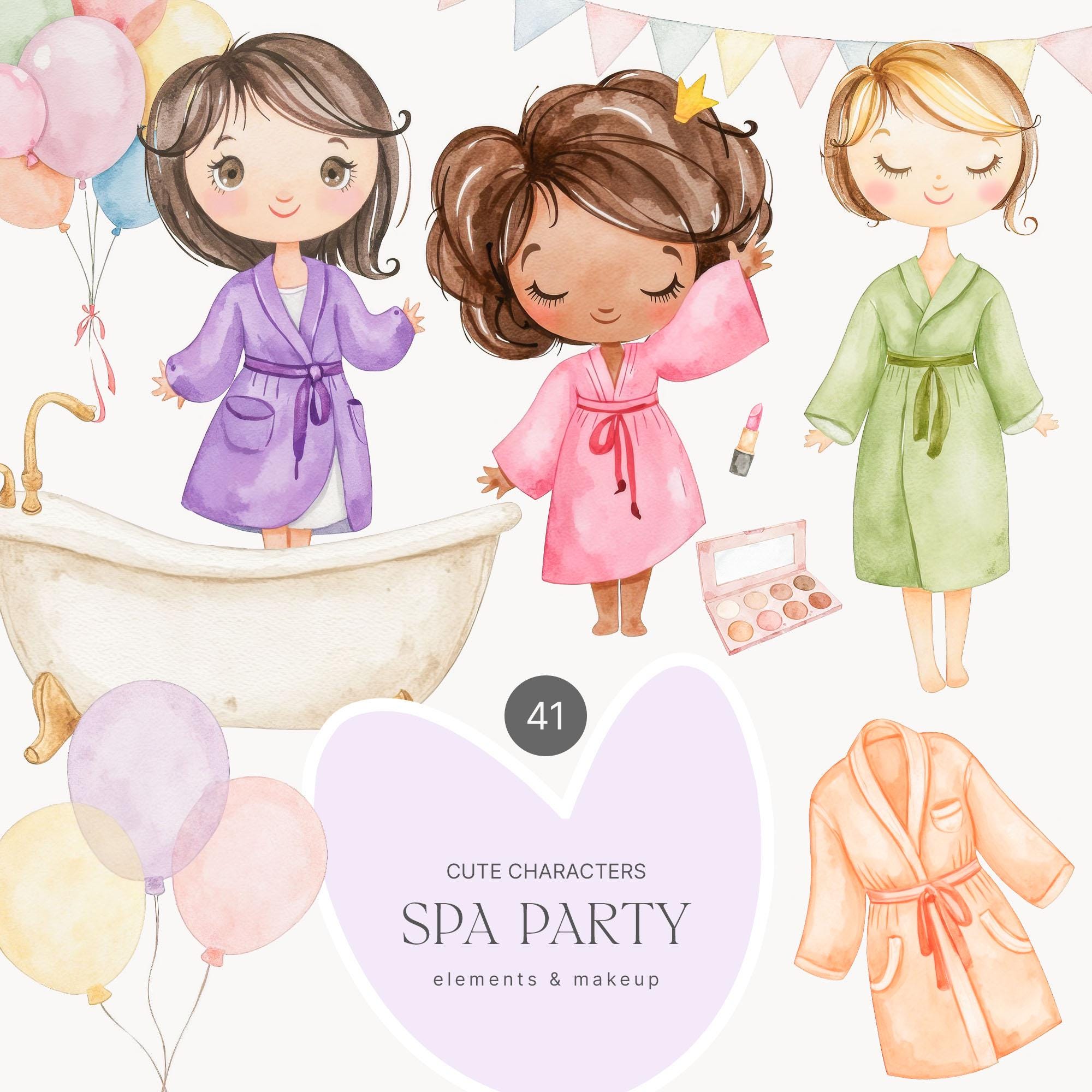 Cute Spa Party Watercolor Clipart - Spa Party - Girl Party Clipart ...