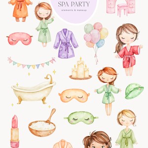 Cute Spa Party Watercolor Clipart - Spa Party - Girl Party Clipart ...