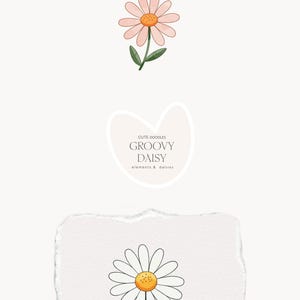 Groovy Daisy Doodle Clipart - Watercolor Daisies - Groovy Clipart ...