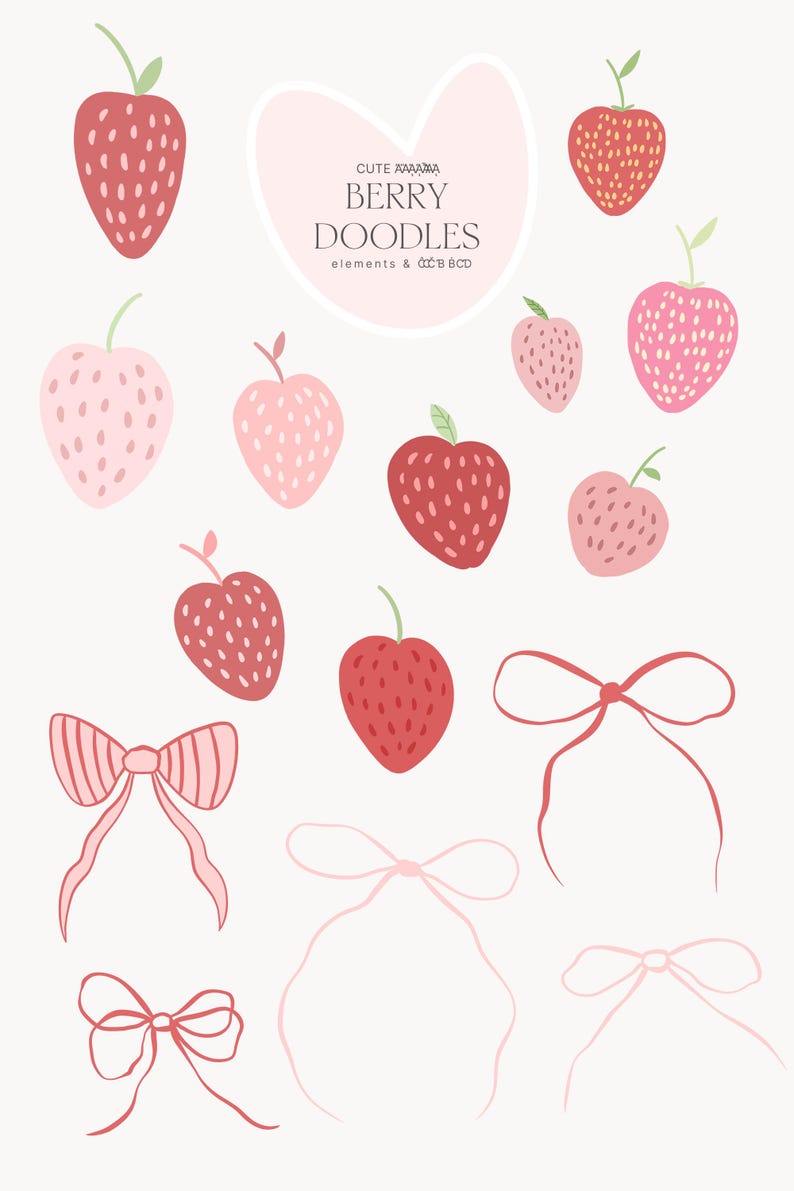 Berry Doodles Clipart Set - Berry First Clipart - Handmade Doodles ...