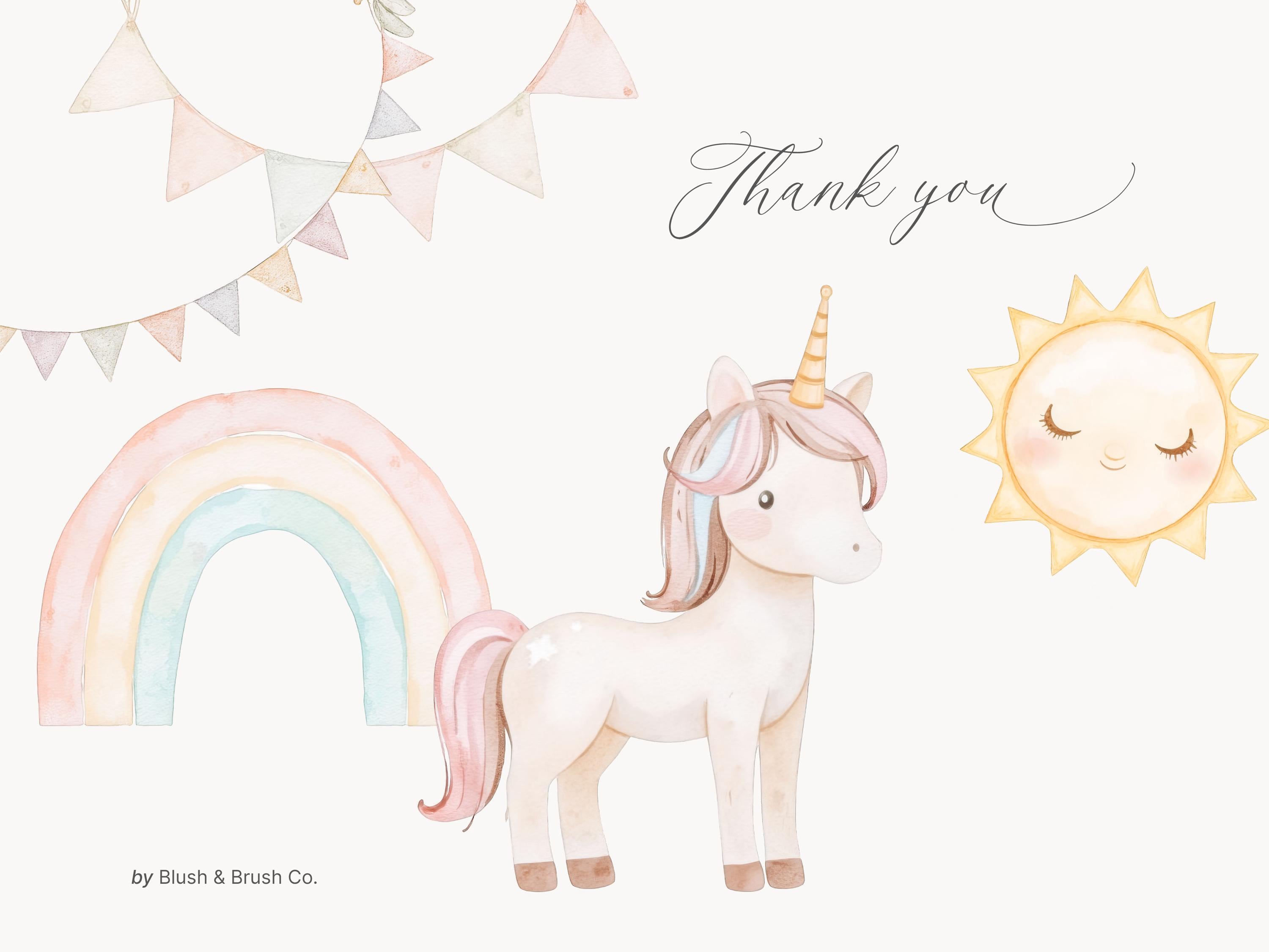Pastel Unicorn Watercolor Clipart - Cute Unicorns - Clipart for Kids ...