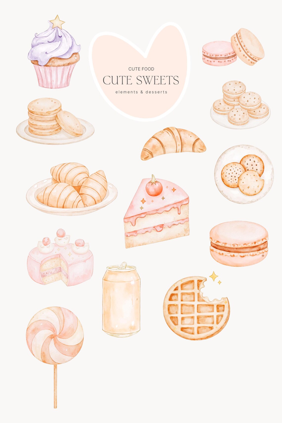 Cute Sweet & Dessert Clipart - Watercolor Desserts - Sweets - Clipart ...