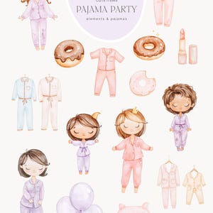 Pajama Party Clipart Set - Watercolor Pajamas - Clipart for Kids ...