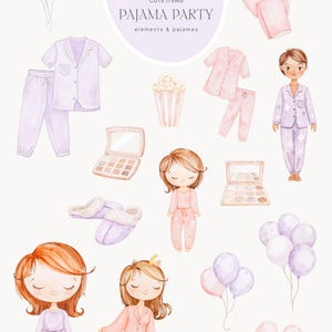 Pajama Party Clipart Set - Watercolor Pajamas - Clipart for Kids ...