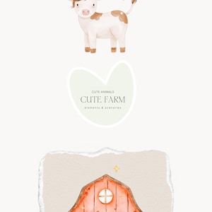 Cute Farm Watercolor Clipart - Watercolor Farm Animals - Animal Clipart ...