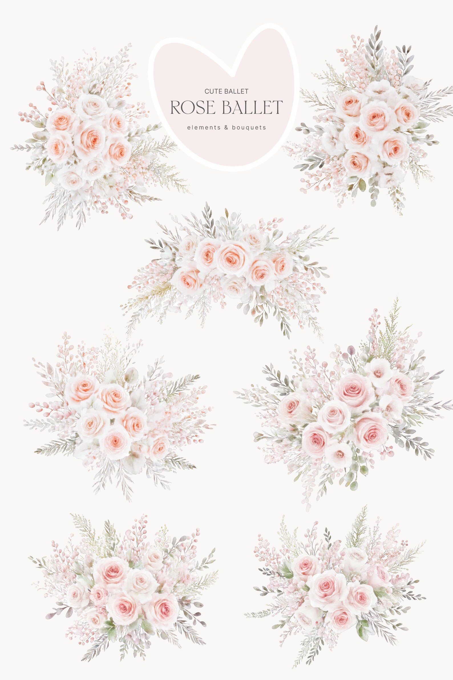 Dusty Pink Ballet Clipart Collection - Ballet Clipart - Rose Bouquets ...