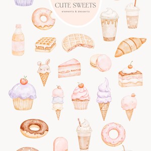 Cute Sweet & Dessert Clipart - Watercolor Desserts - Sweets - Clipart ...