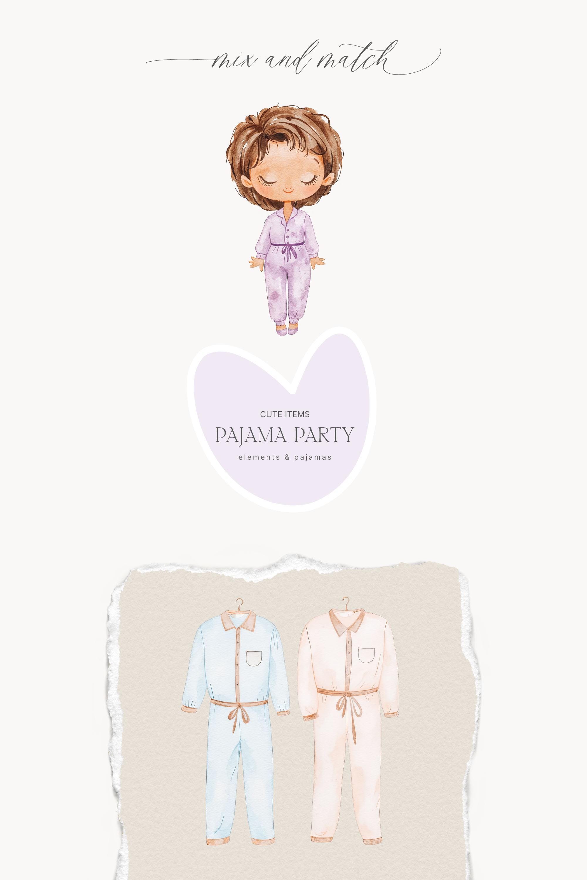 Pajama Party Clipart Set - Watercolor Pajamas - Clipart for Kids ...