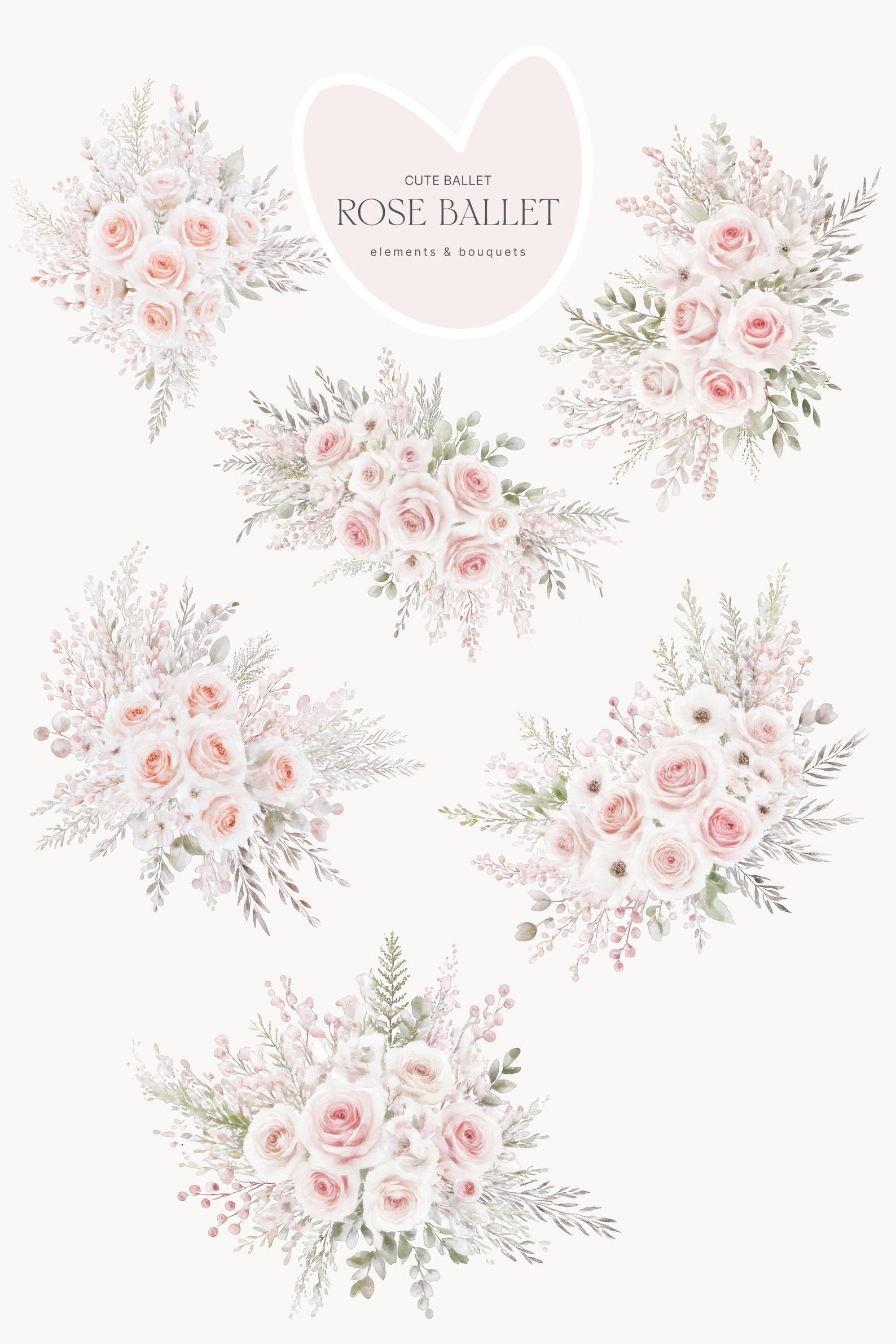 Dusty Pink Ballet Clipart Collection - Ballet Clipart - Rose Bouquets ...