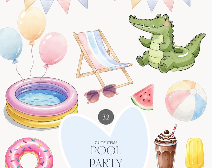 Pool Party Swim Boys Digital Clipart Set -personal and Commercial Use ...