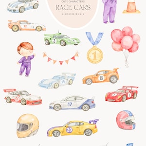 Race Car Watercolor Clipart - Cars - Car Collection Clipart - Race ...