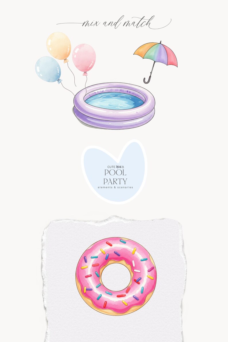 Pool Party Watercolor Clipart Set - Party Clipart - Summer Party ...