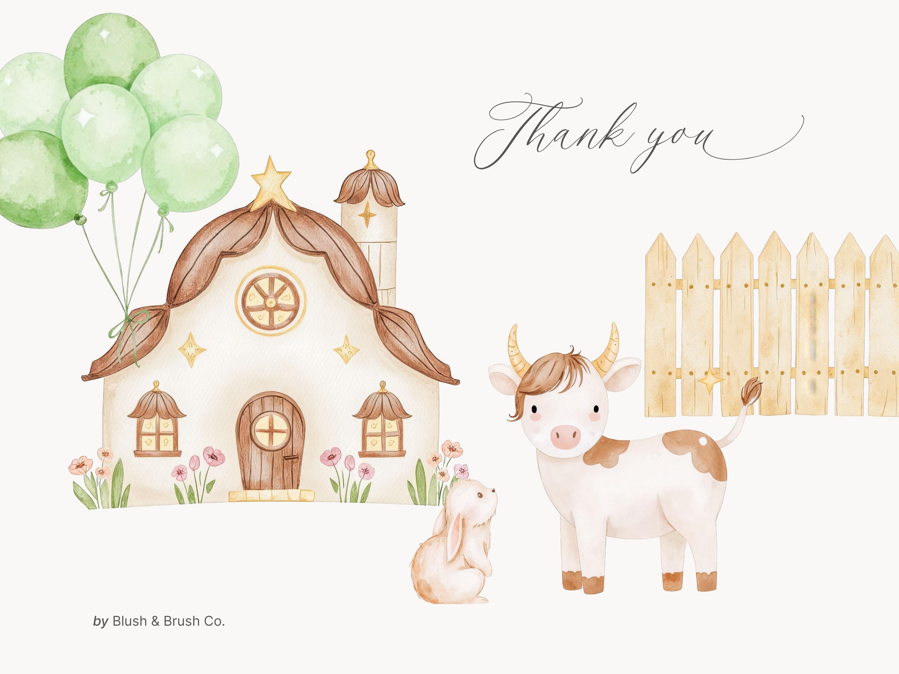 Cute Farm Watercolor Clipart - Watercolor Farm Animals - Animal Clipart ...