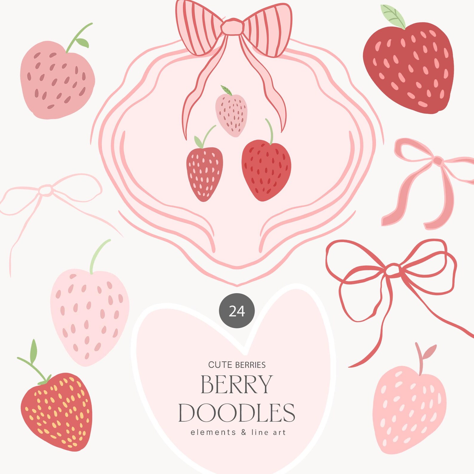 Berry Doodles Clipart Set - Berry First Clipart - Handmade Doodles ...