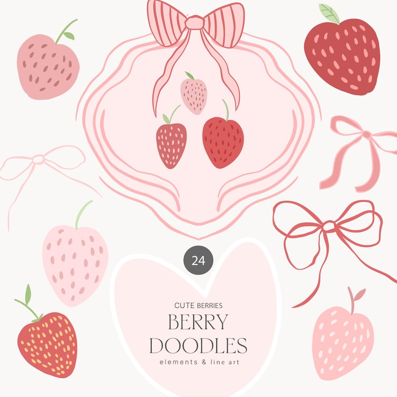 Berry Doodles Clipart Set - Berry First Clipart - Handmade Doodles ...