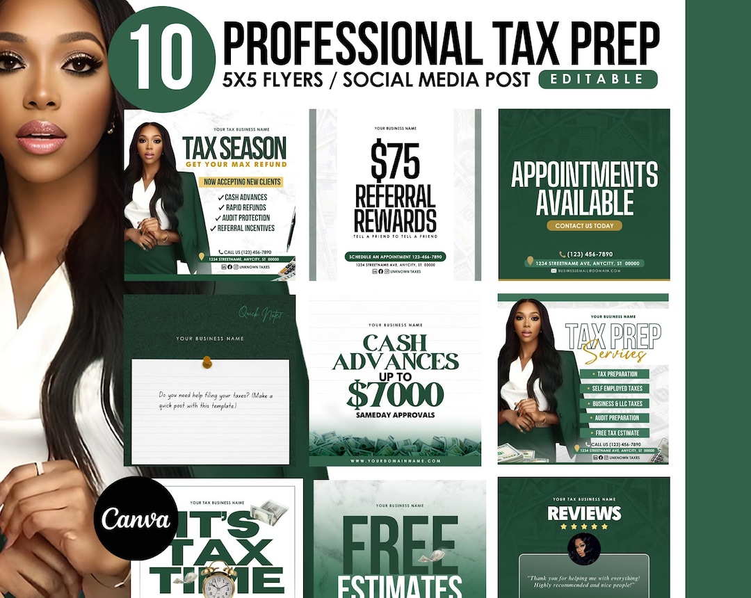Editable Tax Prep Flyer Bundle, Tax Season Flyer Templates Editable in ...