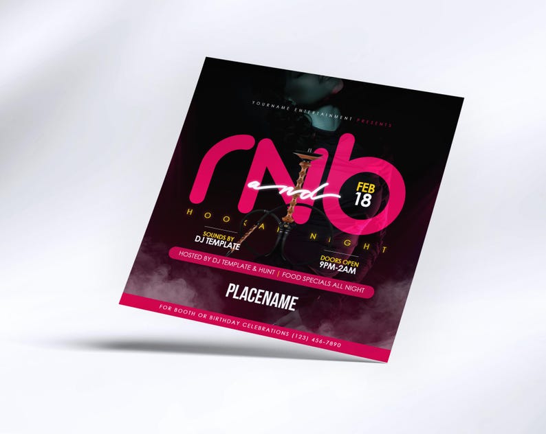 Editable R&B Hookah Invitation, RNB Hookah Flyer Template - Etsy