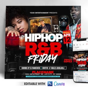 Editable Hiphop Vs. R&B Invitation, Hiphop Rnb Fridays Flyer Template ...