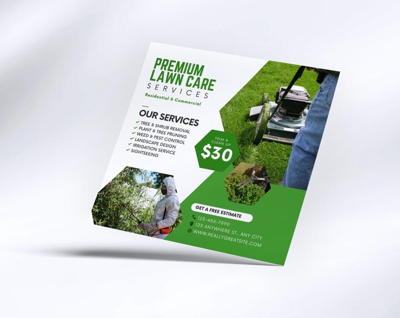 Editable Lawn Care Service Flyer - Etsy