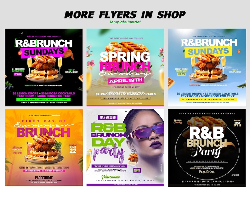 Editable R&B Brunch Invitation, Brunch Day Party Flyer Template - Etsy