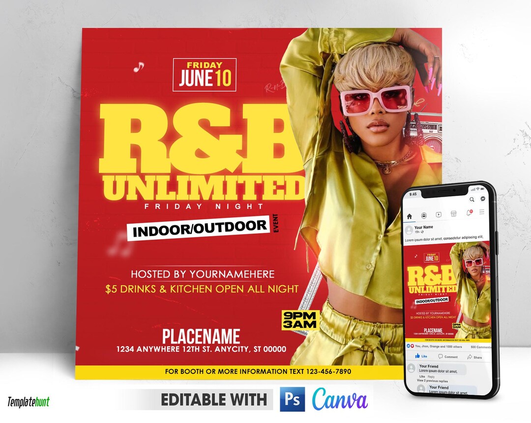 Editable R&B Party Invitation Template - Etsy