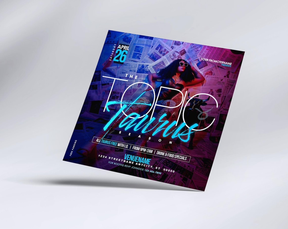 Editable the Topic Taurus Invitation, Taurus Season Flyer - Etsy
